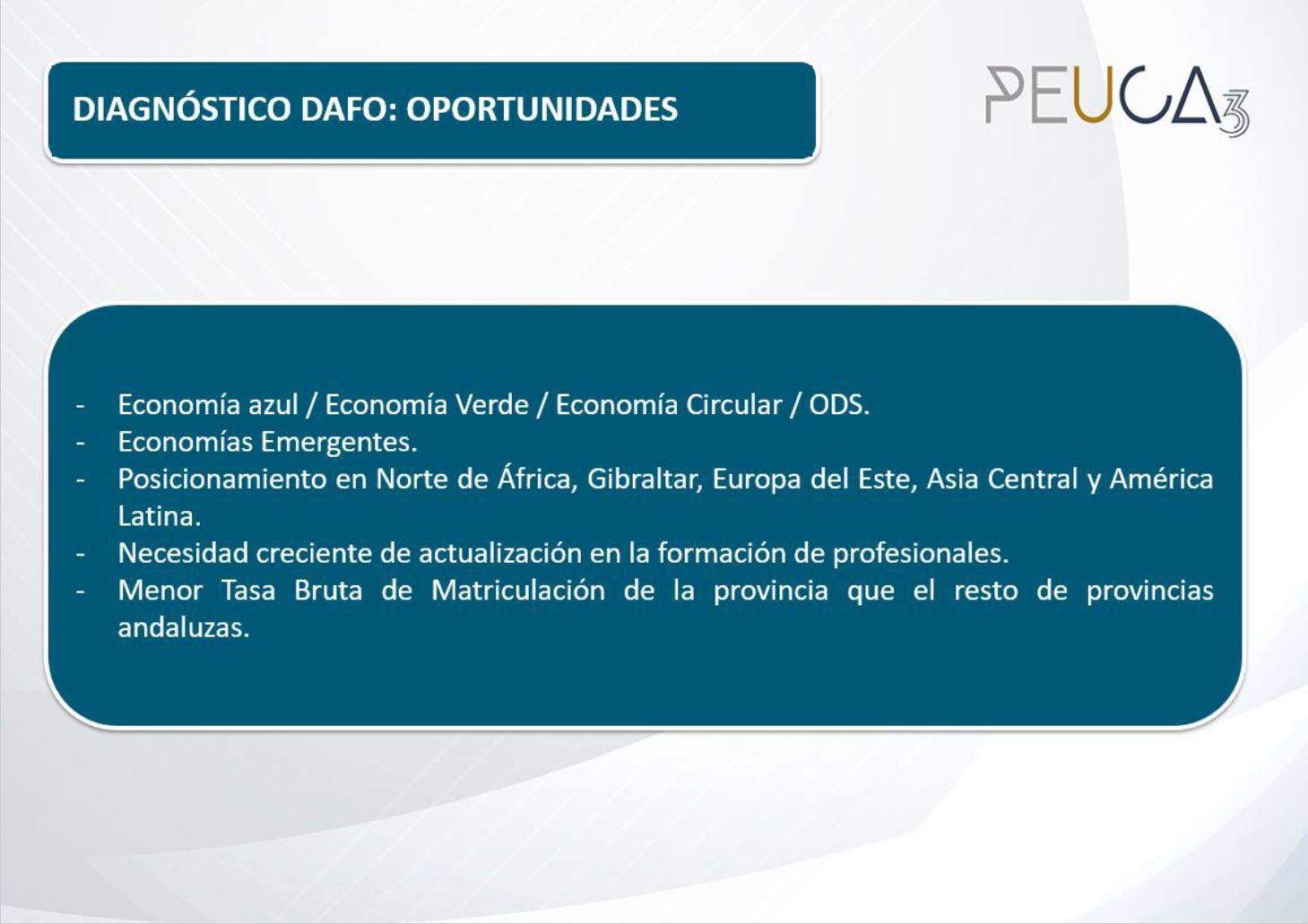 Nuevo DAFO – III Plan Estratégico de la Universidad de Cádiz